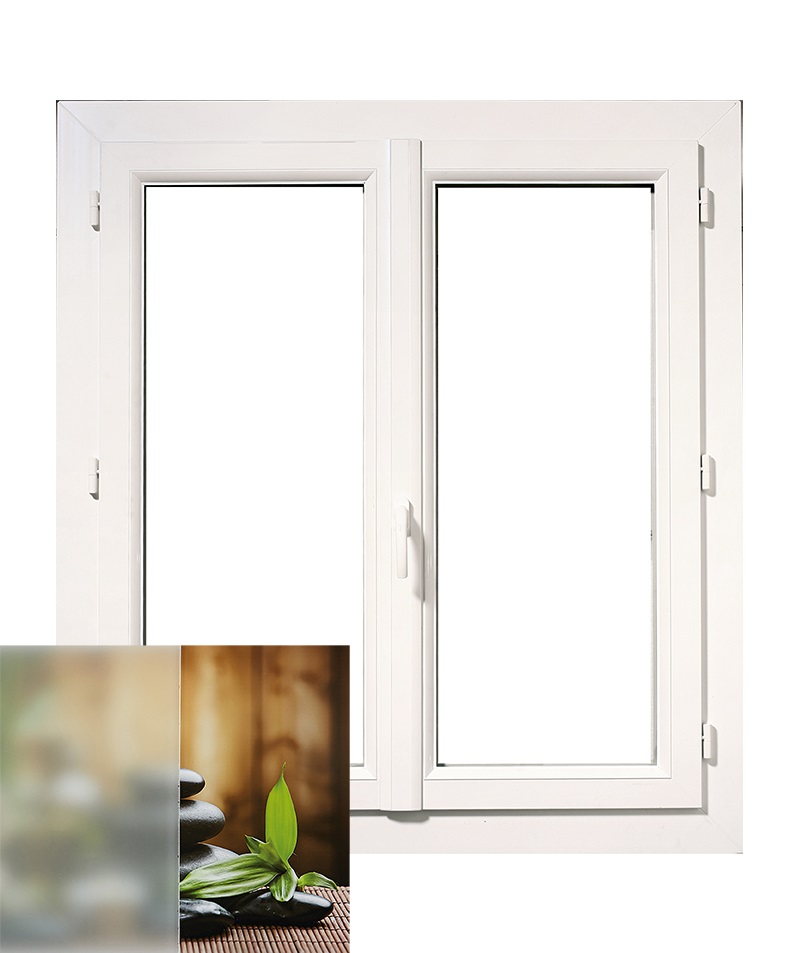 Fenêtre frappe PVC parclose arrondie 1 vantail blanc vitrage imprimé ...