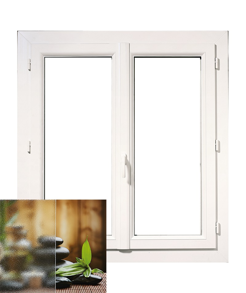 Fenêtre frappe PVC parclose arrondie 1 vantail blanc vitrage imprimé ...